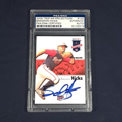Brandon Hicks Signed 2008 Tristar Projections PSA/DNA Rome Braves Card ...