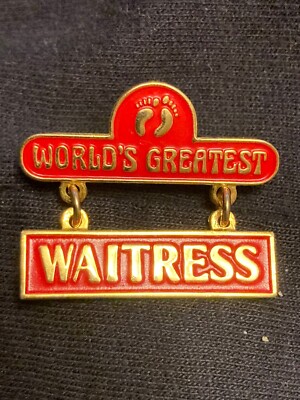 Vintage Worlds Greatest Waitress In Color Red by Hang Ten Pin ...
