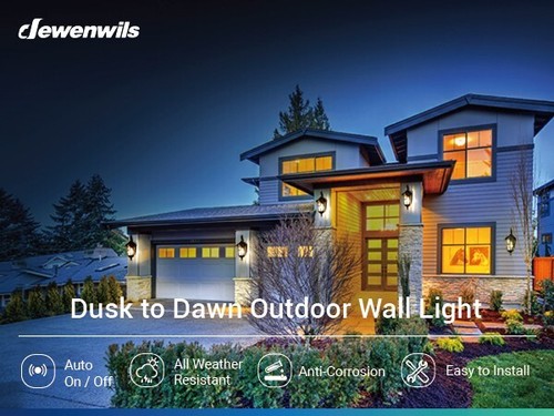 Wall Lamp DEWENWILS Outdoor Wall Light fixtures Dusk to Dawn Porch Wall ...