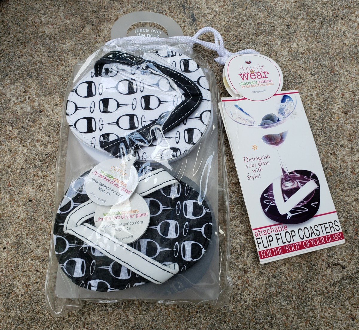 NEW Drink Wear Foam Flip Flop Attachable Wine Glass Coasters Holders ...