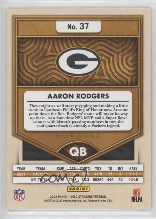 2022 Panini Gold Standard - Platinum #37 Aaron Rodgers /75 for sale ...