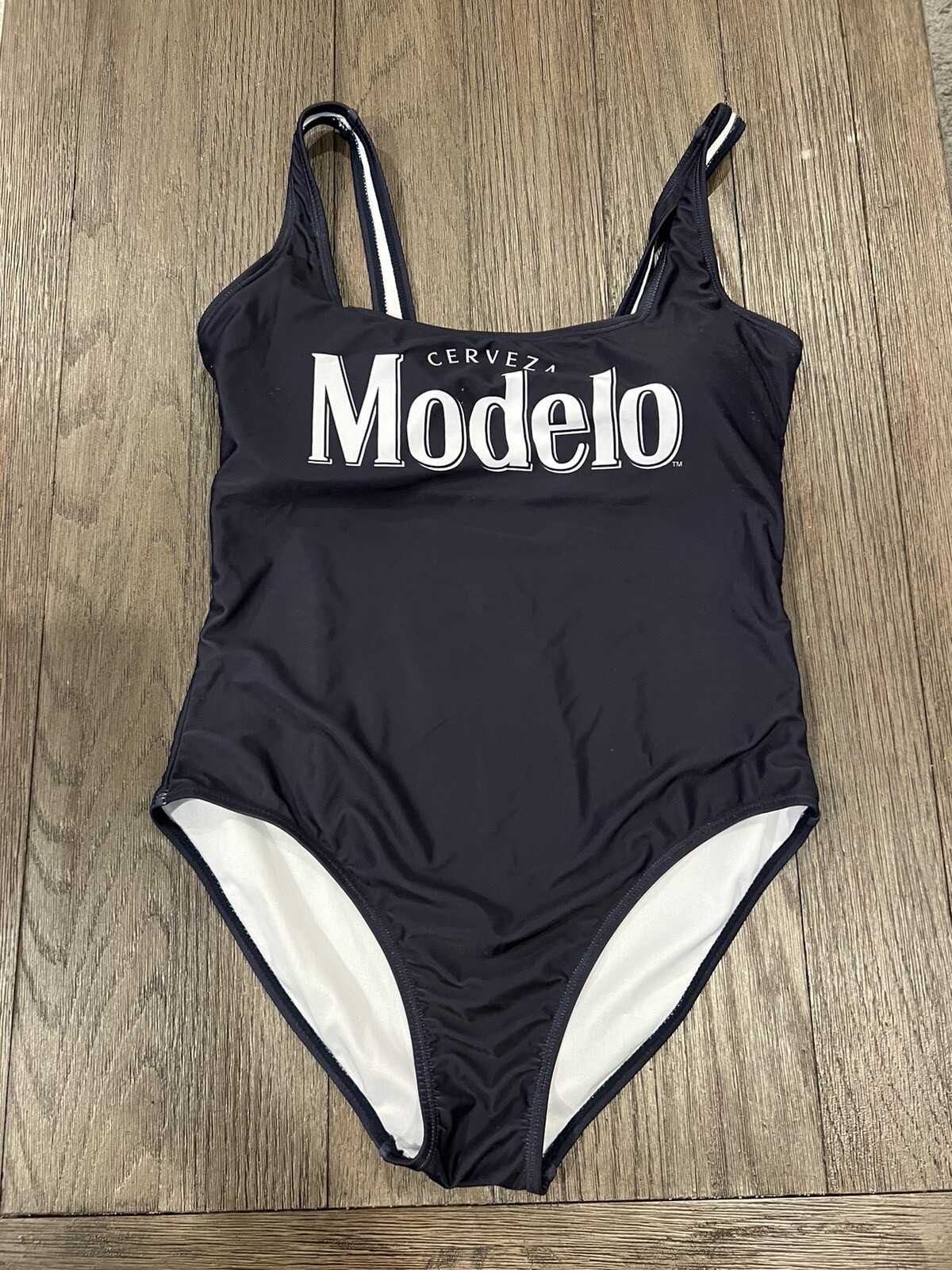 Womens Modelo Cerveza Mexico Beer Swimsuit Large Blue - Gem