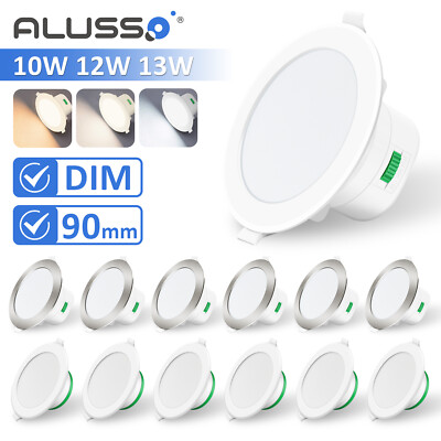 10X LED Downlight KIT 10W 12W 13W Tri-color Dimmable Recessed Day Light ...