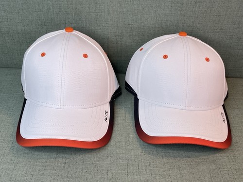 Lite Series Cap Hat White w Orange Ombre Hook-And-Loop Lot 2 Blank ...