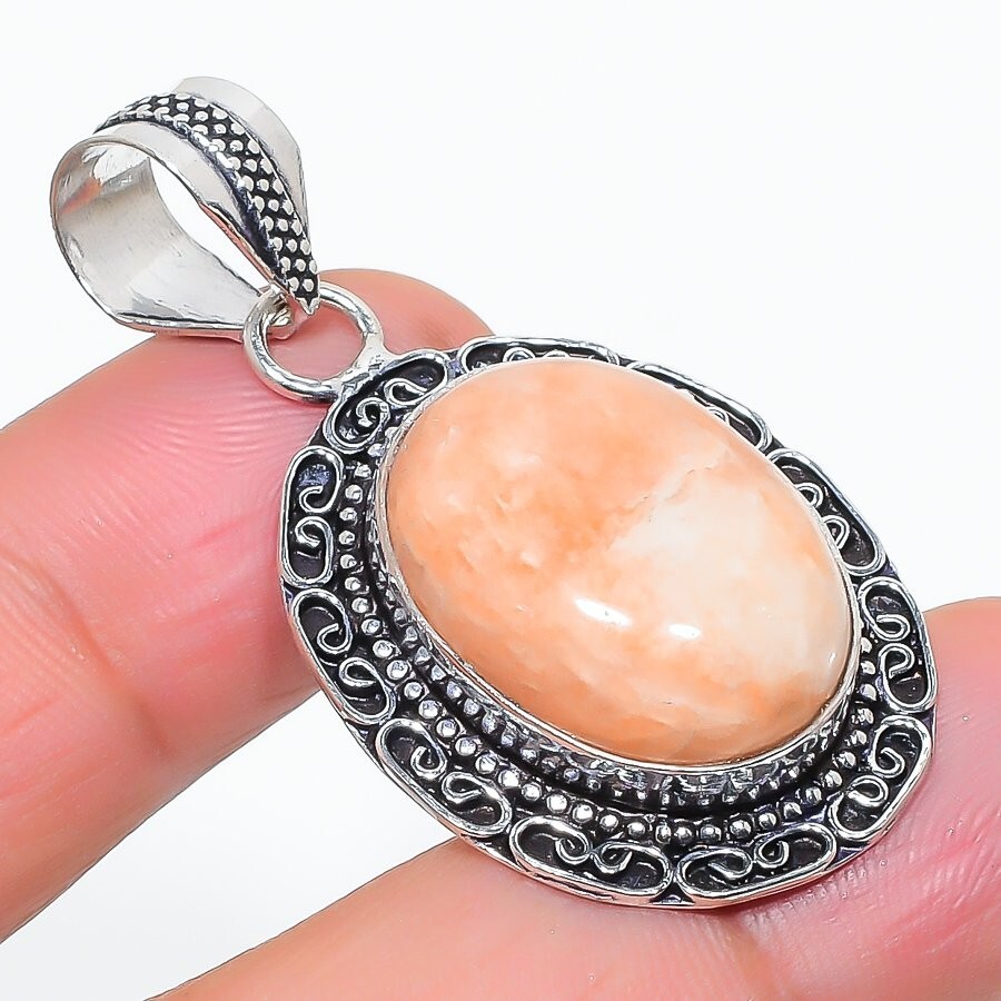 Pink Amazonite Gemstone Handmade 925 Sterling Silver Jewelry Pendant ...