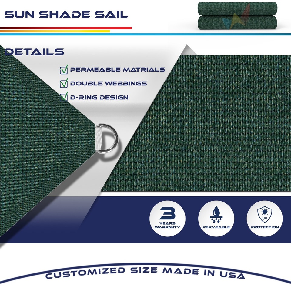 Permeable Shade Sail Patio Awning Outdoor Garden Pool Sun Canopy ...