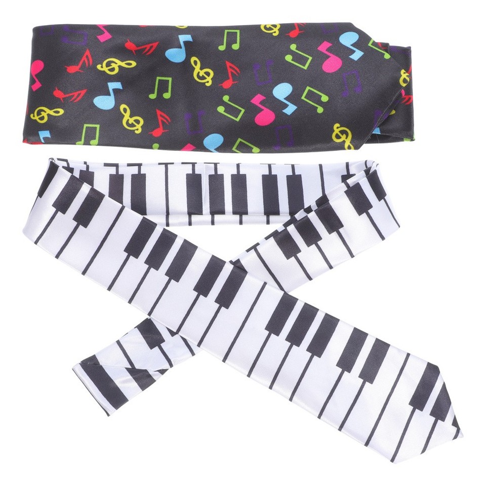 2pcs Musical Notes Necktie: Music Theme Tie For Men - Music Party Prop ...