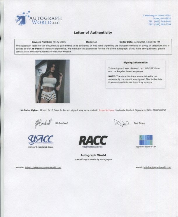 KYLEE MCGAHA with COA signed AUTOGRAPH 468 | eBay