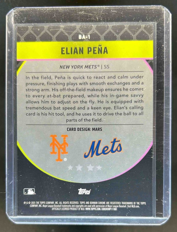 2025 Bowman Chrome Mega Box Elian Pena Ascensions #BA-1 Mets | eBay
