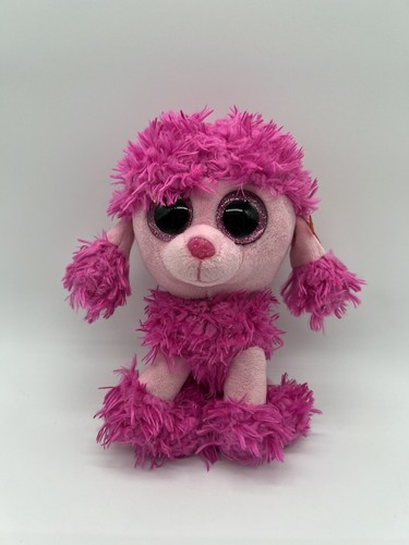 TY Beanie Boos BIG EYED PINK PATSY THE POODLE DOG 6" Plush STUFFED ...