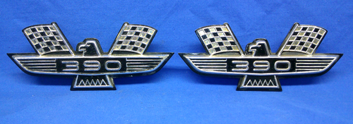 Vintage 1962 1963 1964 Ford Galaxie 390 Front Fender Flag Emblems ...