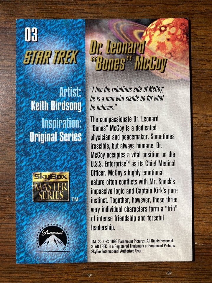 1993 SkyBox Master Series Star Trek TOS #03 Dr. Leonard Bones McCoy | eBay