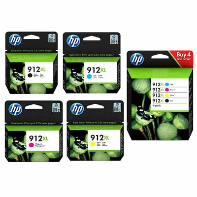 HP 912XL Black Cyan Magenta Yellow Ink Cartridges For OfficeJet 8012 ...