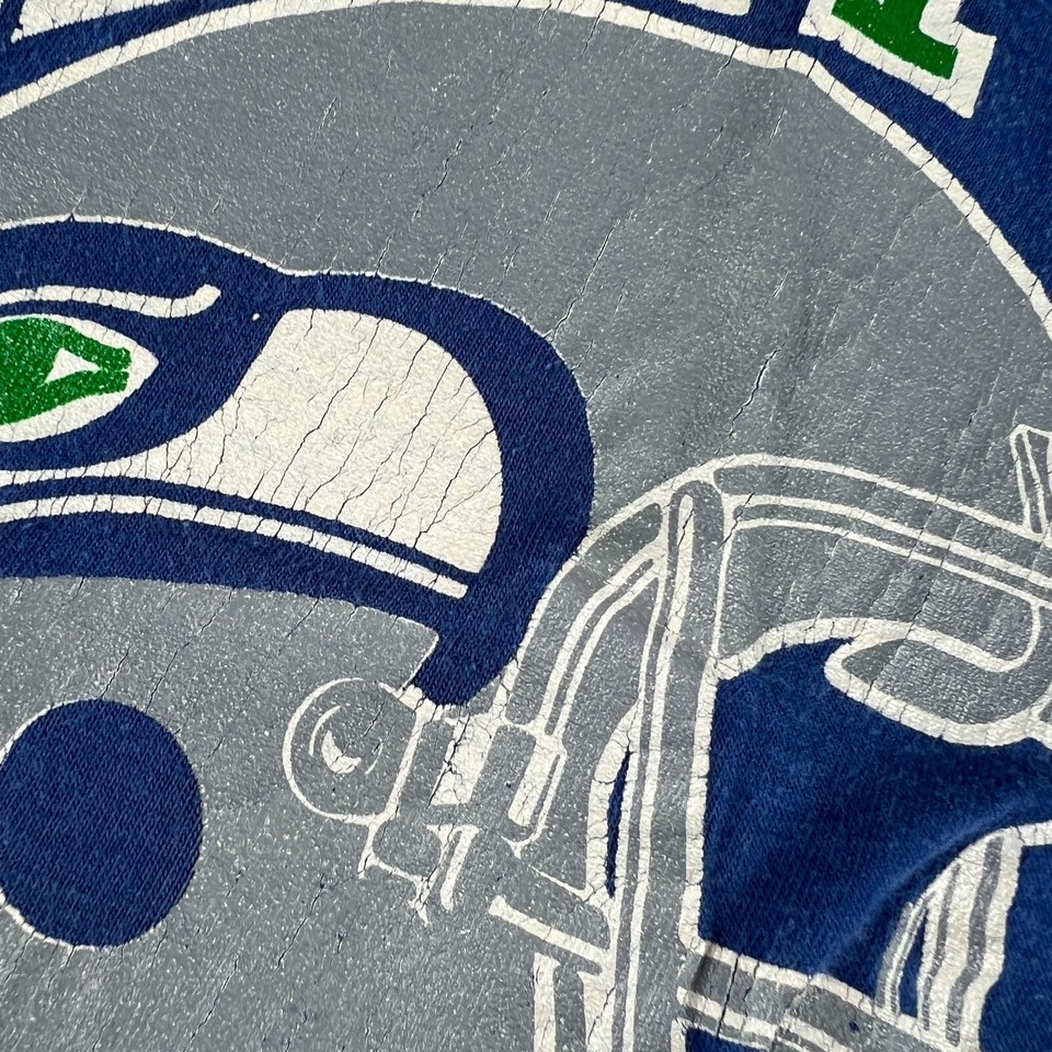 VTG 90s NFL Seattle Seahawks Helmet Shirt Youth Small Blue Single ...