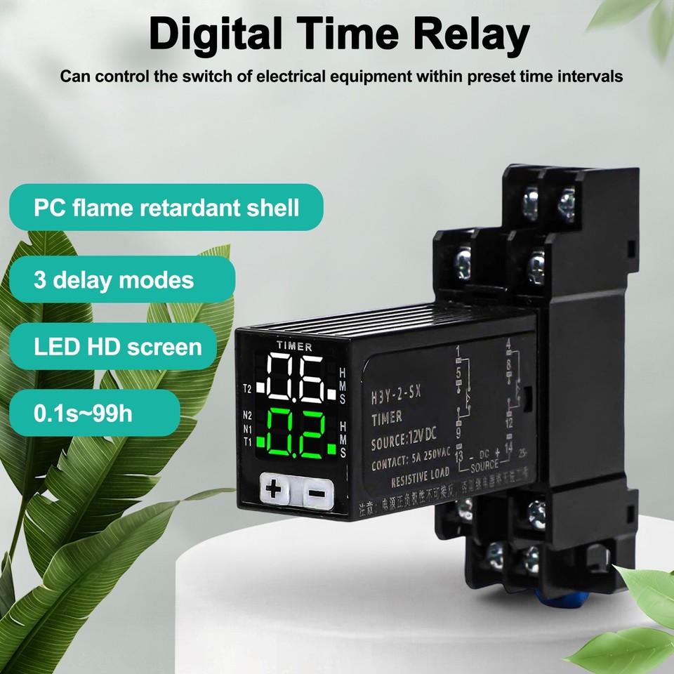 LED Display Relay Digital Time Relay 12V DC Voltage 14-pin Model Time ...