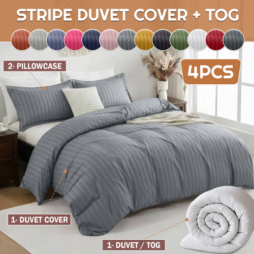 4PCS Duvet Cover Set with Quilt TOG Complete Bedding Set With ...