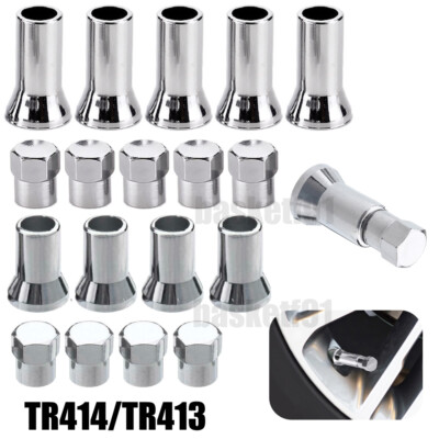 TR413/TR414 Chrome Car Truck Tire Valve Stem Caps + Sleeve Covers ...