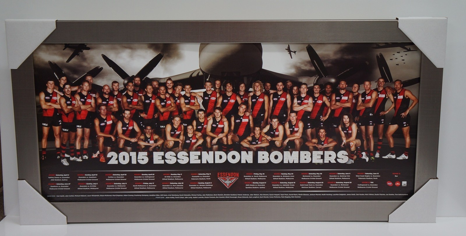 2015 ESSENDON BOMBERS AFL TEAM PRINT POSTER FRAMED - JOBE WATSON, DYSON ...