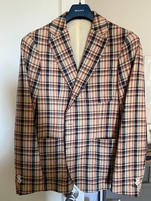 Gant Rugger Plaid Tokyo Foxhunt Jacket, Navy Blue, Orange, Tan, 2-3 ...
