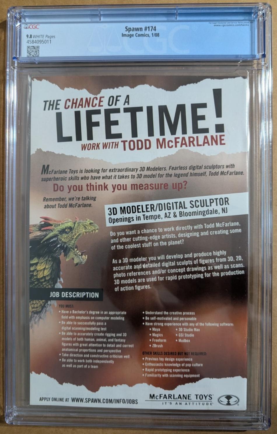 SPAWN #174 CGC 9.8 - 1st Appearance GUNSLINGER SPAWN Todd McFarlane Image 2008 | eBay