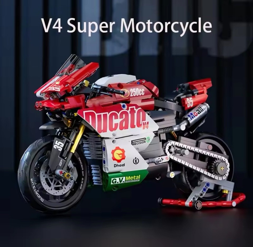 Technic Series Motorcycle V4 Building Blocks Set Super Motorbike Model ...