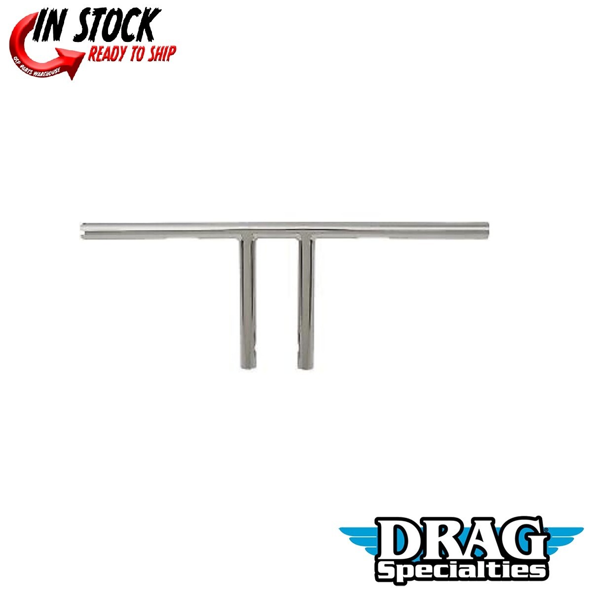 Drag Specialties 0601-4218 Chrome 1" T-Bar Dimpled 8" Rise Handlebars ...