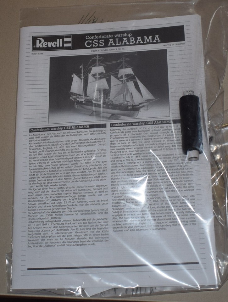 Revell Kit No. 05604 Confederate Warship CSS Alabama - NEW in Box ...