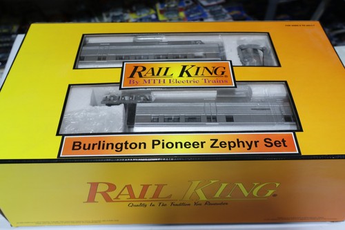Rail King M.T.H O Scale Burlington Pioneer Zephyr Set #9900 No 30-2186 ...