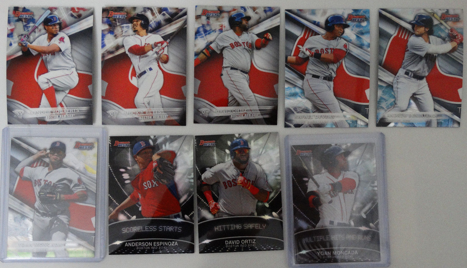 2016 Bowman's Best Boston Red Sox Team Set 9 Baseball Cards With ...