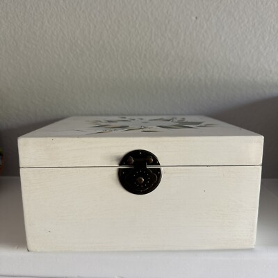 Thomas Pacconi Classics White Floral Wooden Jewelry Chest Box Black ...