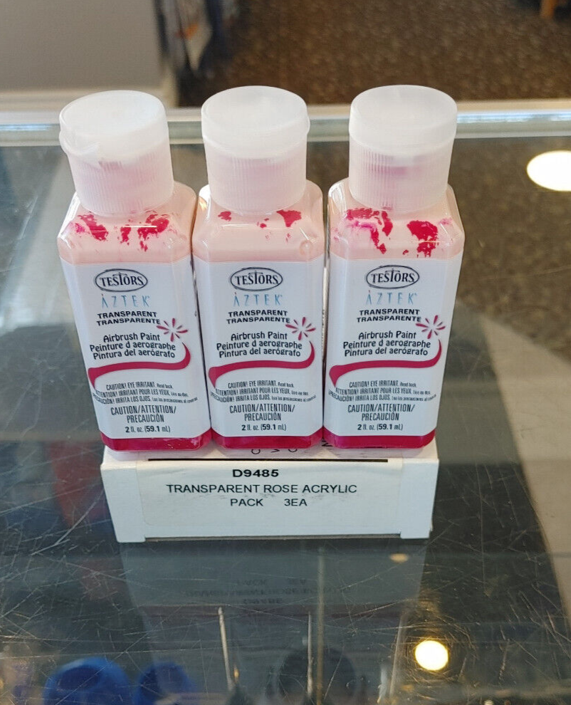 TESTORS AZTEK ACRYLIC PAINT #9485 TRANSPARENT ROSE 3 NEW BOTTLES | eBay