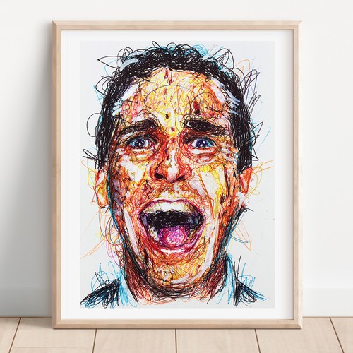 Patrick Bateman Ballpoint Pen Print, American Pyscho Art Poster | eBay