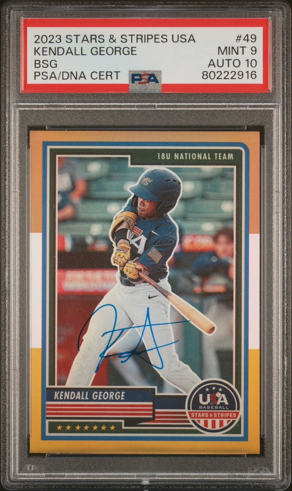 2023 Panini USA Baseball Stars & Stripes #49 Kendall George BSG Auto ...