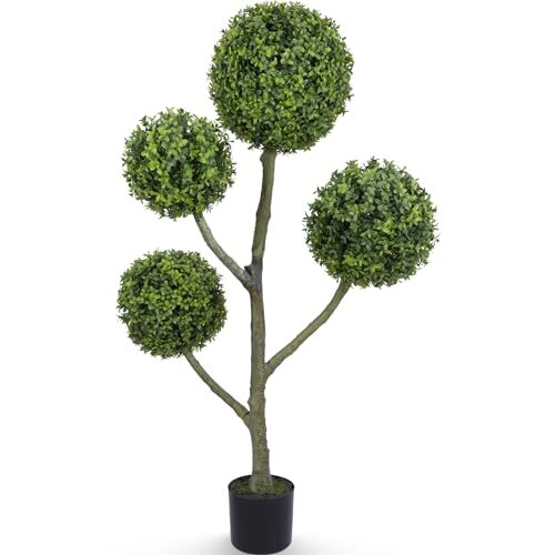Artificial Boxwood Topiary Ball Tree Fake Topiary Tree Faux Four Ball ...