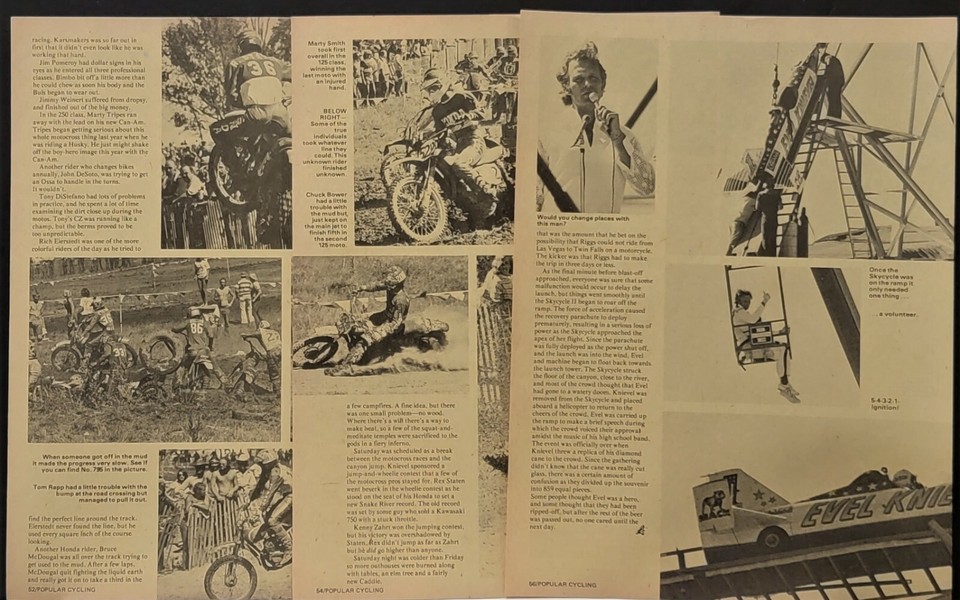 1974 Twin Falls Race & Evel Knieval Jump 6p Article Print Ad Lackey ...