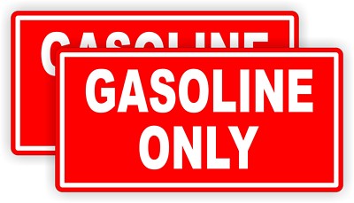 (2) GASOLINE ONLY Vinyl Decals Stickers / Gas Can Labels Transfer Tank ...