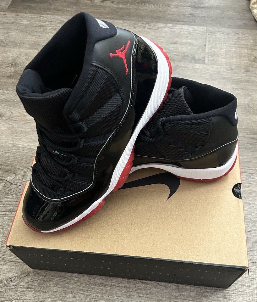 Jordan Air Jordan 11 Retro Bred High Top Black Red White Athletic ...