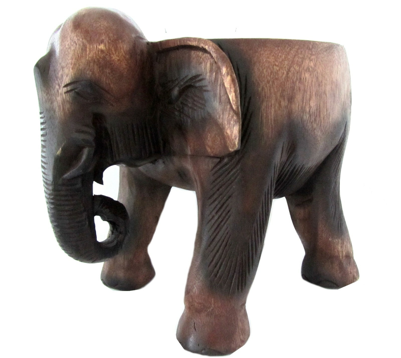 Hand Carved Wooden Thai Elephant Statue Small Table Stool Plant Pot ...