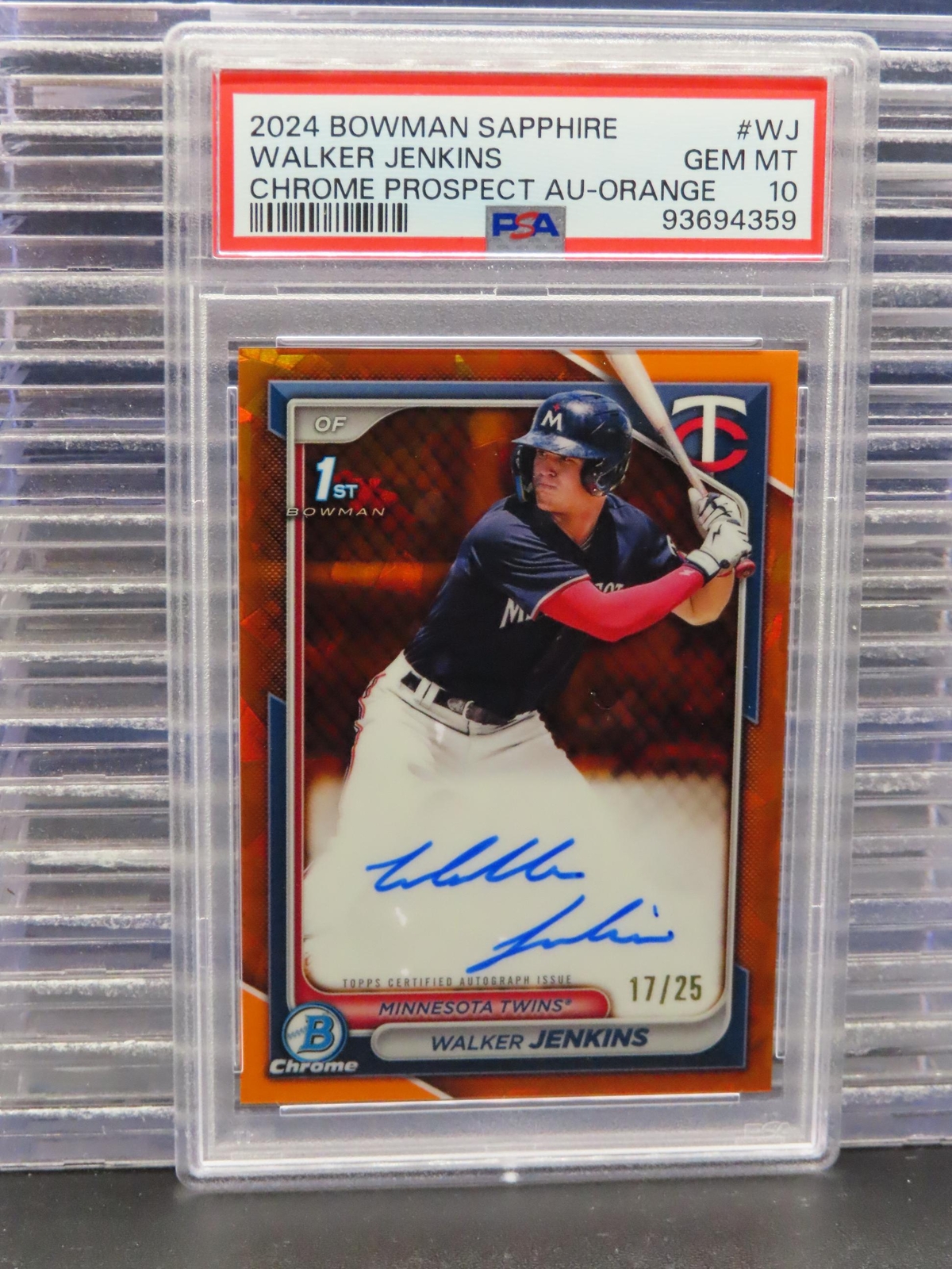 2024 Bowman Chrome Sapphire Walker Jenkins 1st Orange Refractor Auto ...