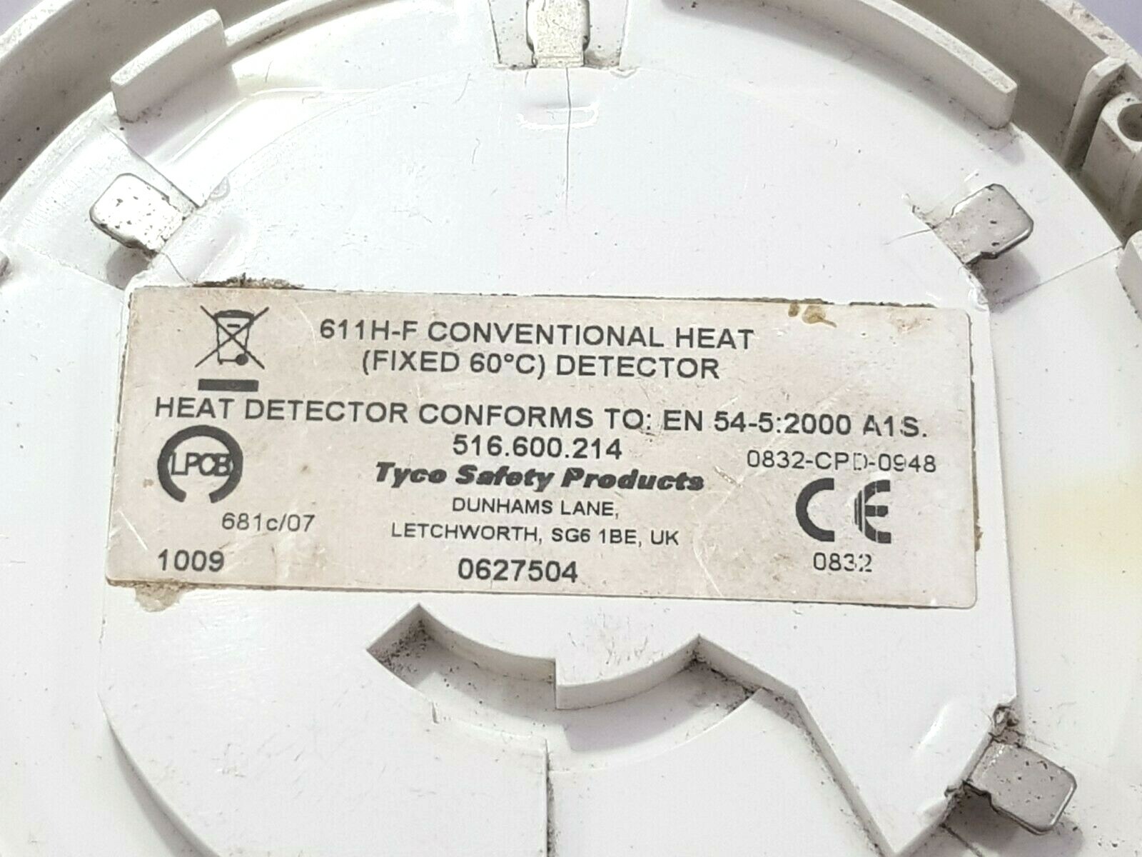 TYCO 611H-F CONVENTIONAL HEAT DETECTOR 516.600.214 | eBay