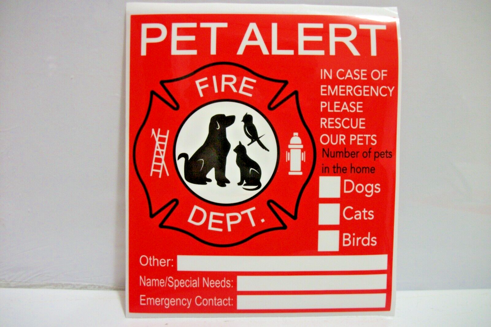 2 PET RESCUE ALERT EMERGENCY DECALS for Window or Door SAVE OUR PETS ...