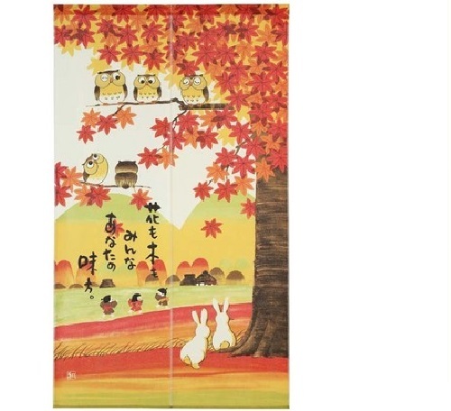 JAPANESE Noren Curtain NEW FUKURO BIRD RABBIT Autumn MADE IN JAPAN | eBay