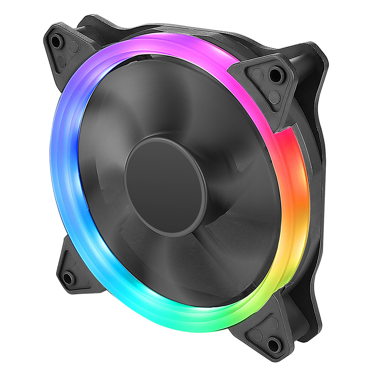 Rainbow RGB LED Halo Ring PC Case Cooling Fan 120mm (12CM) With 3 Pin ...
