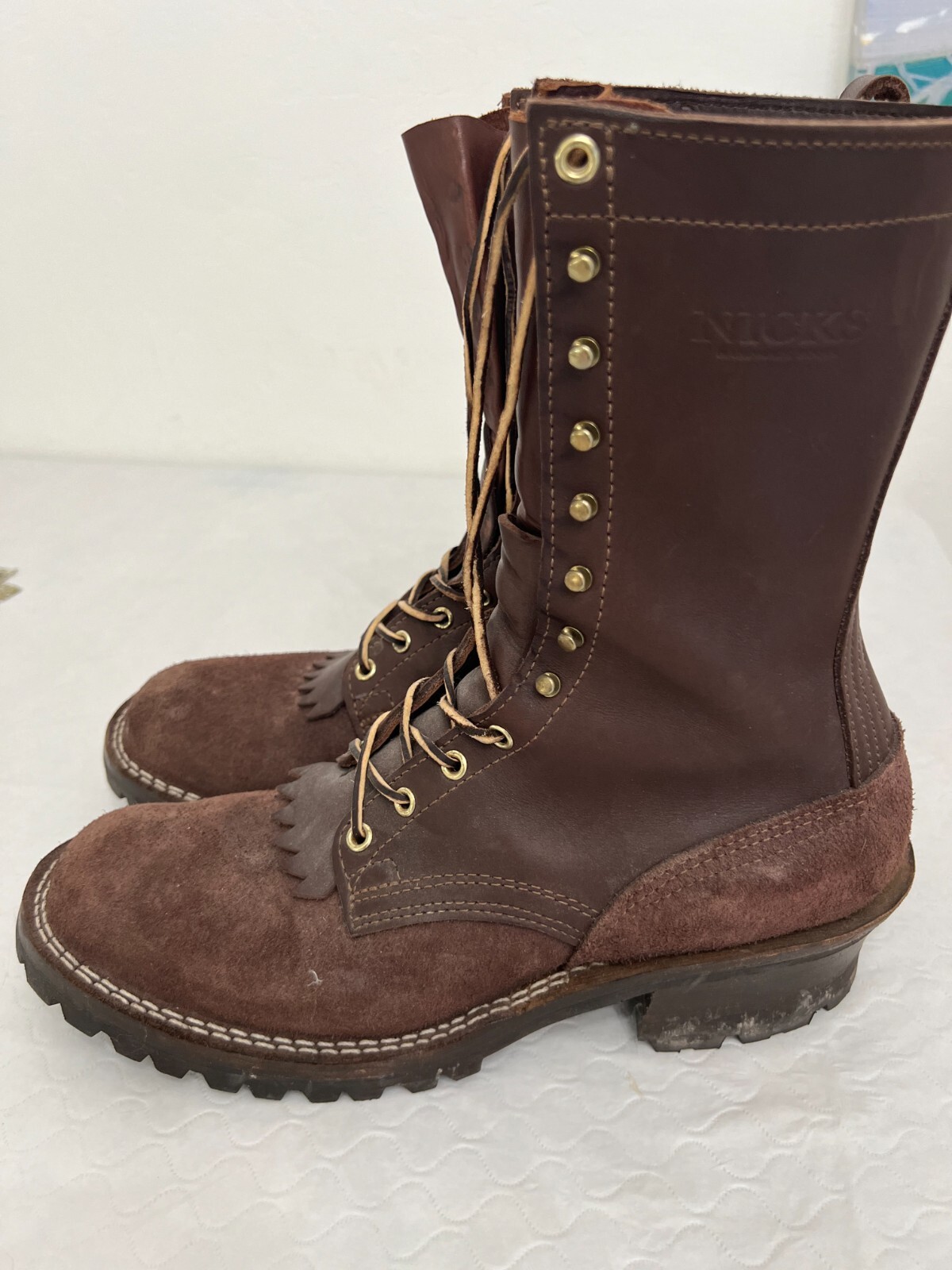 Nick's Builder Pro Boots 12 1/2 B Walnut Leather | eBay