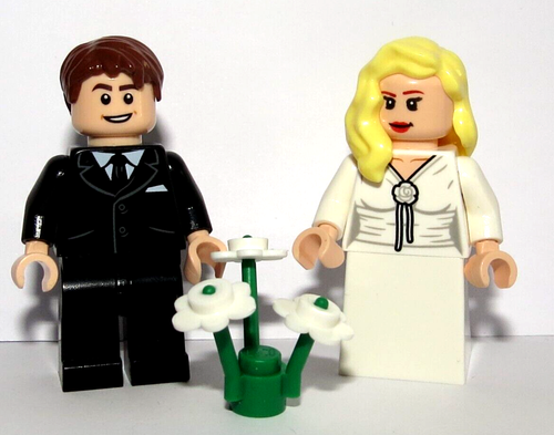 LEGO Bride Blonde Hair & Groom Black Suit Flesh Skin Wedding Minifigure ...