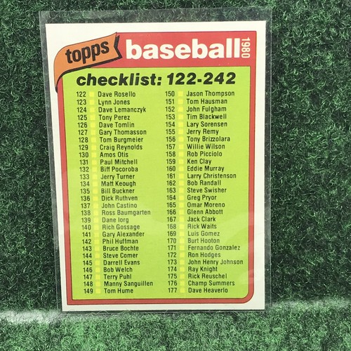 1980 TOPPS CHECKLIST CARDS 122-242 #241 UNMARKED NM/MT+ HIGH GRADE VTG ...