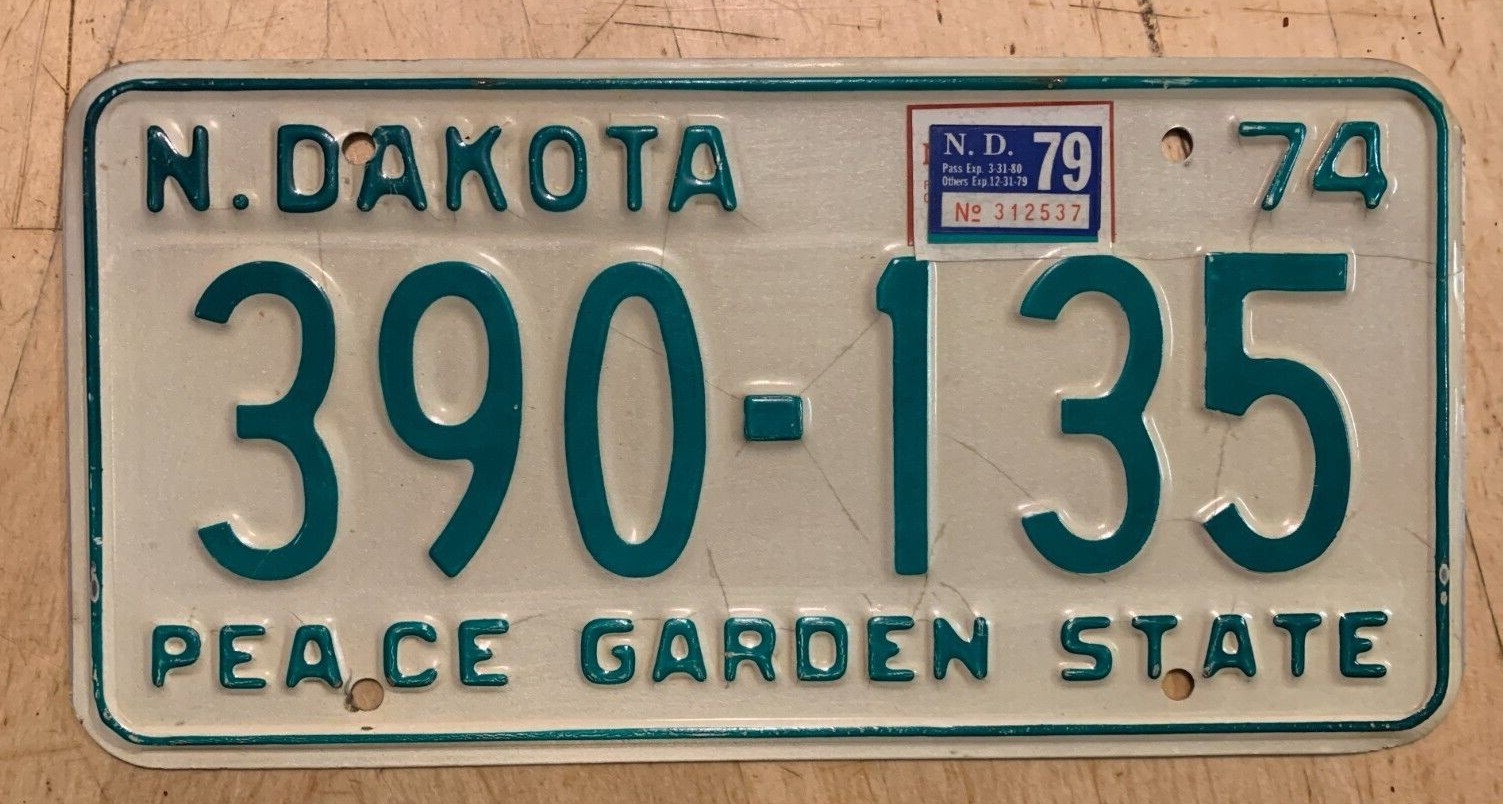 1974 1979 NORTH DAKOTA PEACE GARDEN STATE AUTO LICENSE PLATE " 390 135 ...