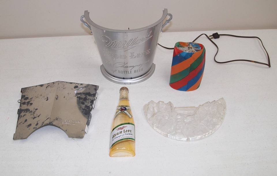 Read Ad MILLER HIGH LIFE BOTTLE LIGHT Rotating CHAMPAGNE BUCKET Motion ...