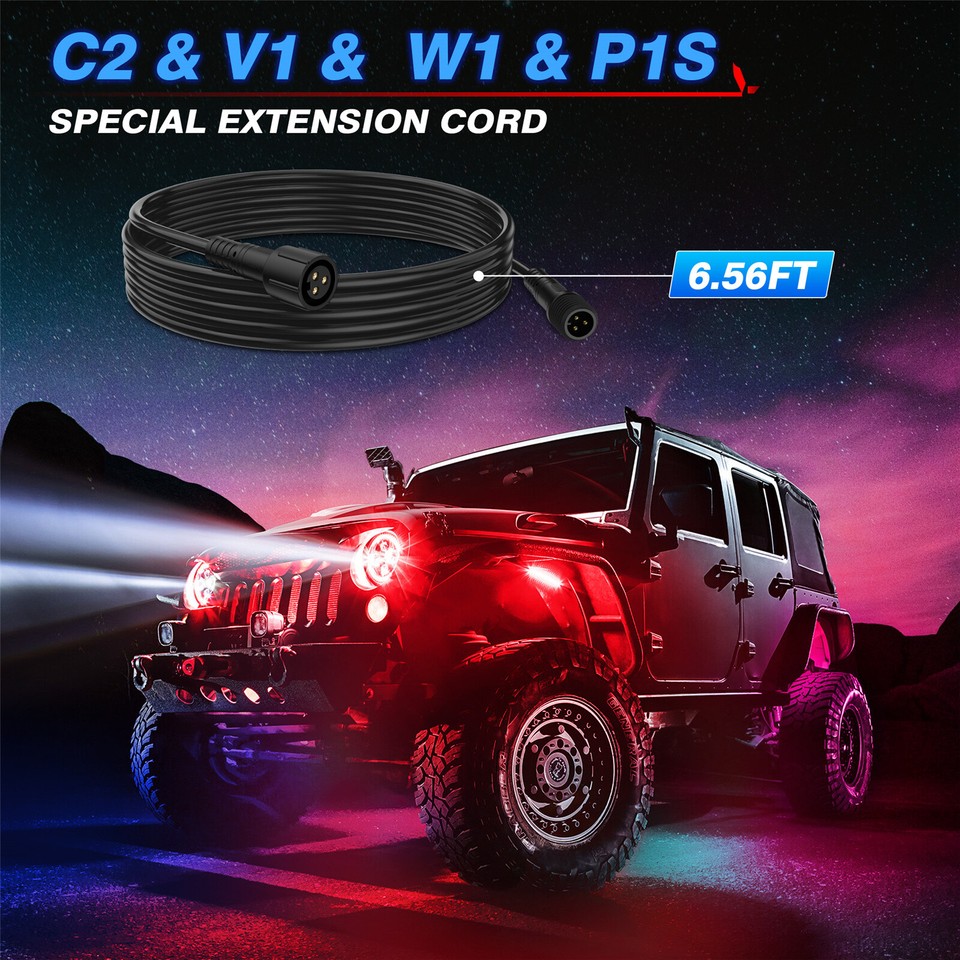 3-Pin Extension Wire Cable for C2 RGB+IC Rock Light, W1 Whip Light ...