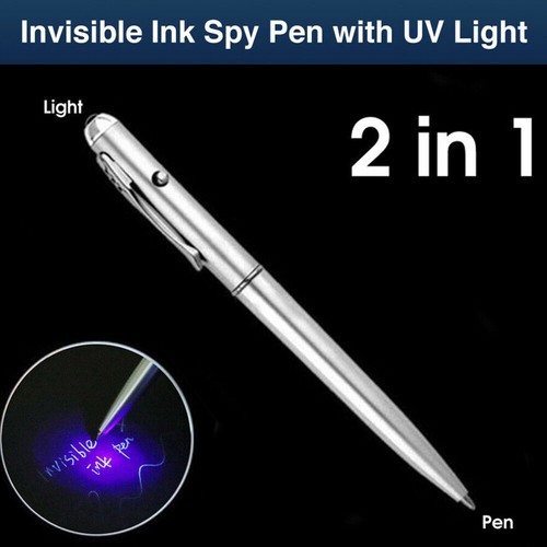Invisible Ink Pen With UV Light Secret Message Pen Spy Pens Magic ...